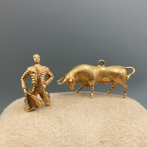 Vintage 18k Yellow Gold Bull and Matador Bullfighting Charms (PRICE ON ...
