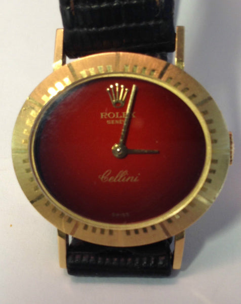 Rolex Cellini with Red Dial Watch 18K Yellow Gold – Montreal Pawn